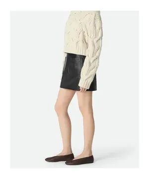 Bottega Veneta Nappa Lambskin Mini Skirt - Black