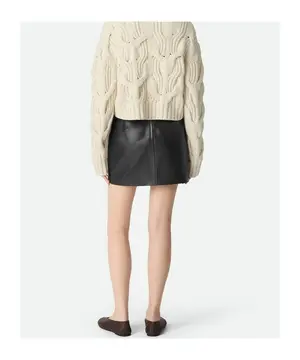 Bottega Veneta Nappa Lambskin Mini Skirt - Black