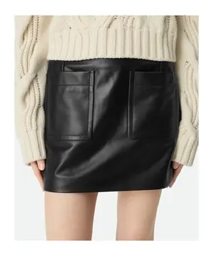 Bottega Veneta Nappa Lambskin Mini Skirt - Black