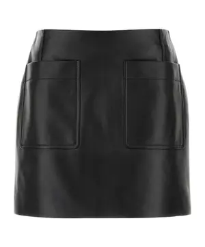 Bottega Veneta Nappa Lambskin Mini Skirt - Black