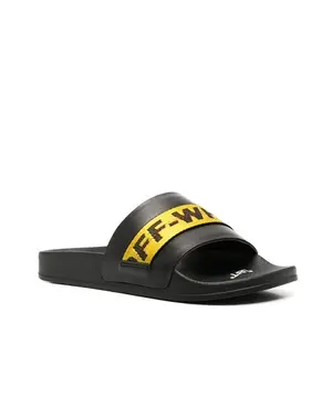 Off-White Logo Ribbon Detail Slides - Black