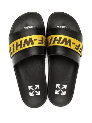 Off-White Logo Ribbon Detail Slides - Black