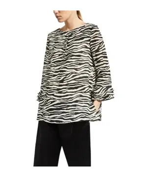 Max Mara Zebra Print Long-sleeve Top With Side Slits