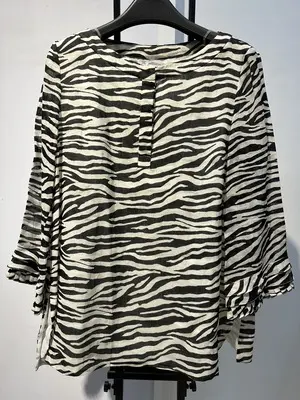 Max Mara Zebra Print Long-sleeve Top With Side Slits
