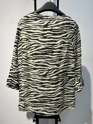 Max Mara Zebra Print Long-sleeve Top With Side Slits