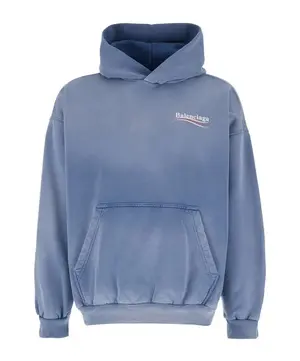 Balenciaga Printed Logo Hoodie - Blue