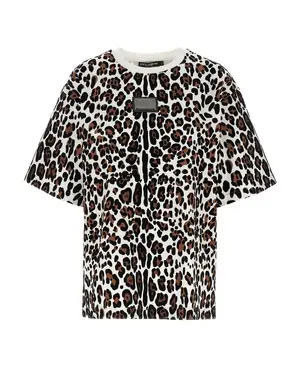 Dolce & Gabbana Logo Plaque Animal Print Crewneck T-shirt