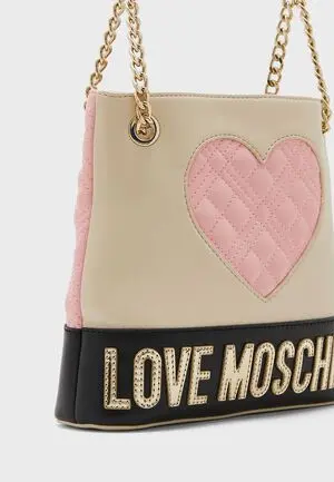Moschino Quilted Logo Shoulder Bag