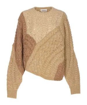 Isabel Marant Étoile Patchwork Cable-knit Jumper - Light Brown