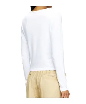 DIESEL® Long Sleeve Stretch Jersey Top With Oval D Cut Out - White
