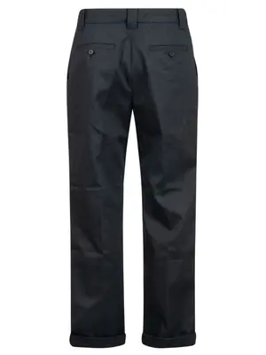 Kenzo Straight-leg Cropped Pants With Logo Embroidery