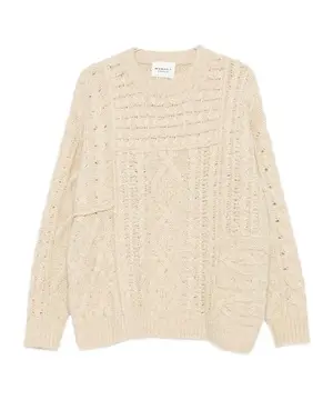 Isabel Marant Étoile Cream Cable Knit Crewneck Jumper