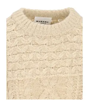 Isabel Marant Étoile Cream Cable Knit Crewneck Jumper