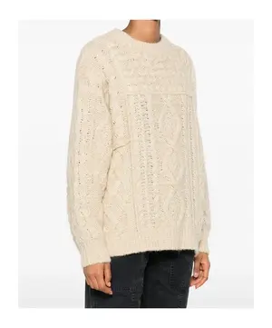 Isabel Marant Étoile Cream Cable Knit Crewneck Jumper