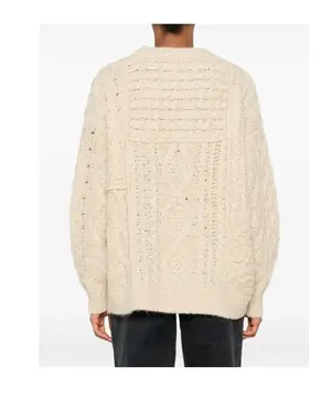Isabel Marant Étoile Cream Cable Knit Crewneck Jumper