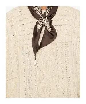 Isabel Marant Étoile Cream Cable Knit Crewneck Jumper