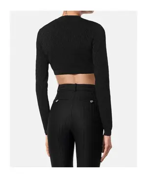Versace Geometric-pattern Cropped Cardigan