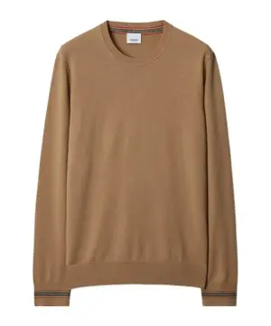 Burberry Wool Sweater With Signature Stripe Detail - Camel