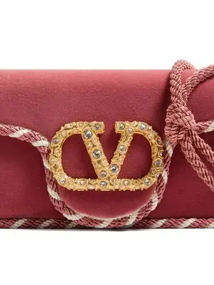 Valentino Garavani Locò Velvet Foldover Top Clutch Bag - Red