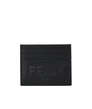 Fendi Debossed Logo Cardholder - Black