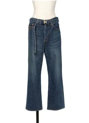 Sacai Boot-cut Belted Denim Jeans - Blue