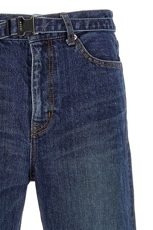 Sacai Boot-cut Belted Denim Jeans - Blue
