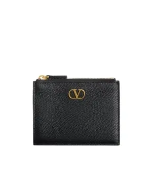 Valentino Garavani Vlogo Detail Zipped Cardholder - Black