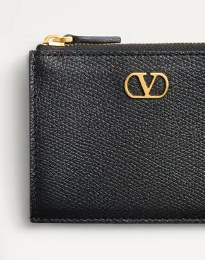 Valentino Garavani Vlogo Signature Zip-up Card Case - Black