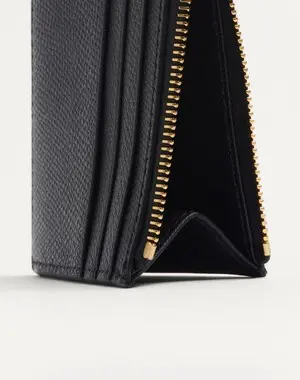 Valentino Garavani Vlogo Signature Zip-up Card Case - Black