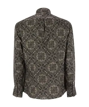 Brunello Cucinelli Patterned Curved Hem Shirt