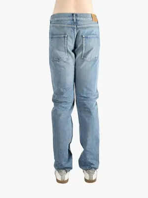 Saint Laurent Logo Patch Straight Leg Jeans - Indigoocean