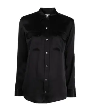 Equipment Signature Silk Shirt With Dual Pockets - Black