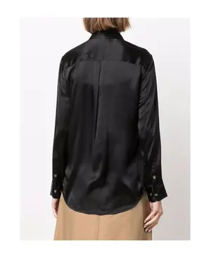 Equipment Signature Silk Shirt With Dual Pockets - Black