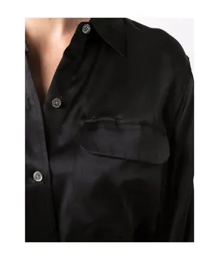 Equipment Signature Silk Shirt With Dual Pockets - Black