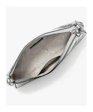 Michael Kors Empire Medium Metallic Embossed Chain-link Pochette - Silver