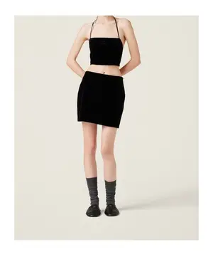 Miu Miu Embroidered Logo Zip-up Mini Skirt