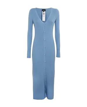 Emporio Armani Ribbed Long Sleeve V-neck Dress