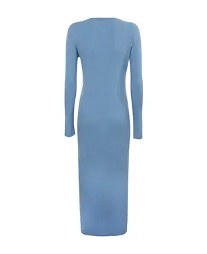 Emporio Armani Ribbed Long Sleeve V-neck Dress