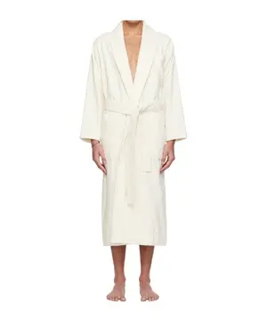 TEKLA Lace-up Bathrobe Ivory White