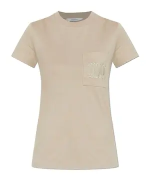 Max Mara Max Mara Papaia Logo Patch Crewneck T-Shirt Light Brown