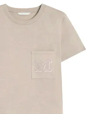 Max Mara Papaia Logo Patch Crewneck T-shirt - Light Brown