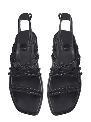 STUART WEITZMAN Braided Strappy Flat Sandals With Tie Fastening