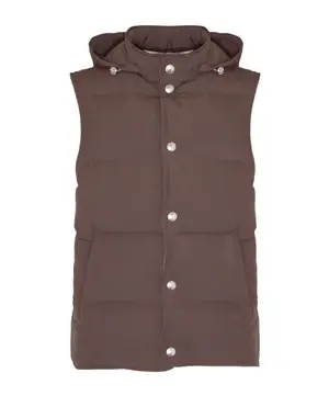 Eleventy Hooded Padded Vest - Brown