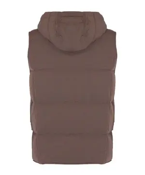 Eleventy Hooded Padded Vest - Brown