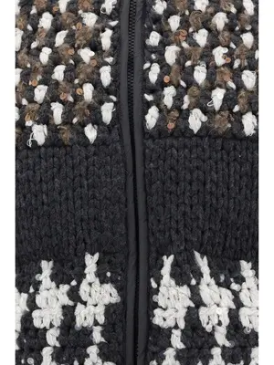 Brunello Cucinelli Macro Prince Of Wales Opera Knit Hooded Down Vest