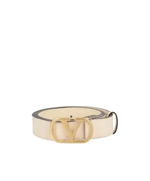 Valentino Garavani Valentino VLogo Signature Buckled Belt Ivory