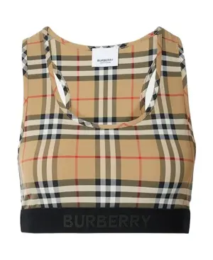 Burberry Logo Detailed Vintage Checked Bra Top - White