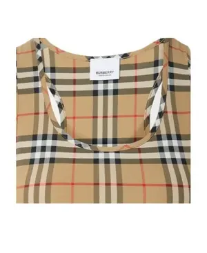 Burberry Logo Detailed Vintage Checked Bra Top - White