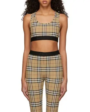 Burberry Logo Detailed Vintage Checked Bra Top - White