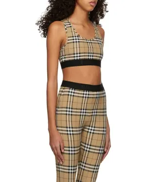Burberry Logo Detailed Vintage Checked Bra Top - White